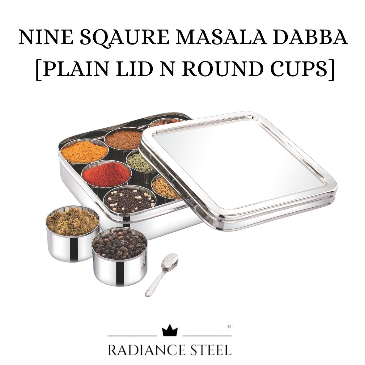 Stainless Steel Nine Square Masala Dabba | Spice Box | Dry Fruit Box ...
