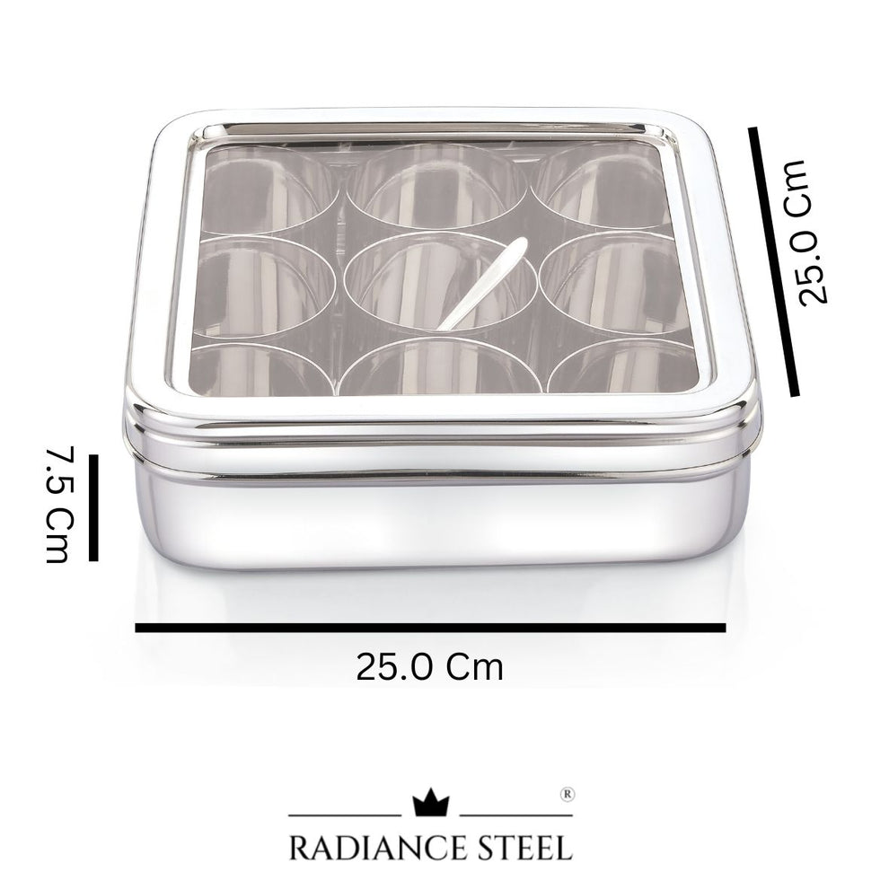 Stainless Steel Nine Round Masala Dabba | Dry Fruit Box | Spice Box [S ...