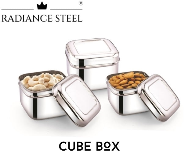 Stainless Steel Multi-Purpose Cube Box, (Set of 3 Pcs - Large, Medium ...